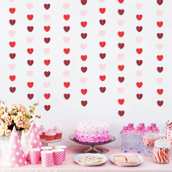 BAOPAI Valentine's Day Heart Shaped Paper Streamer Decorations 2 Pack ...