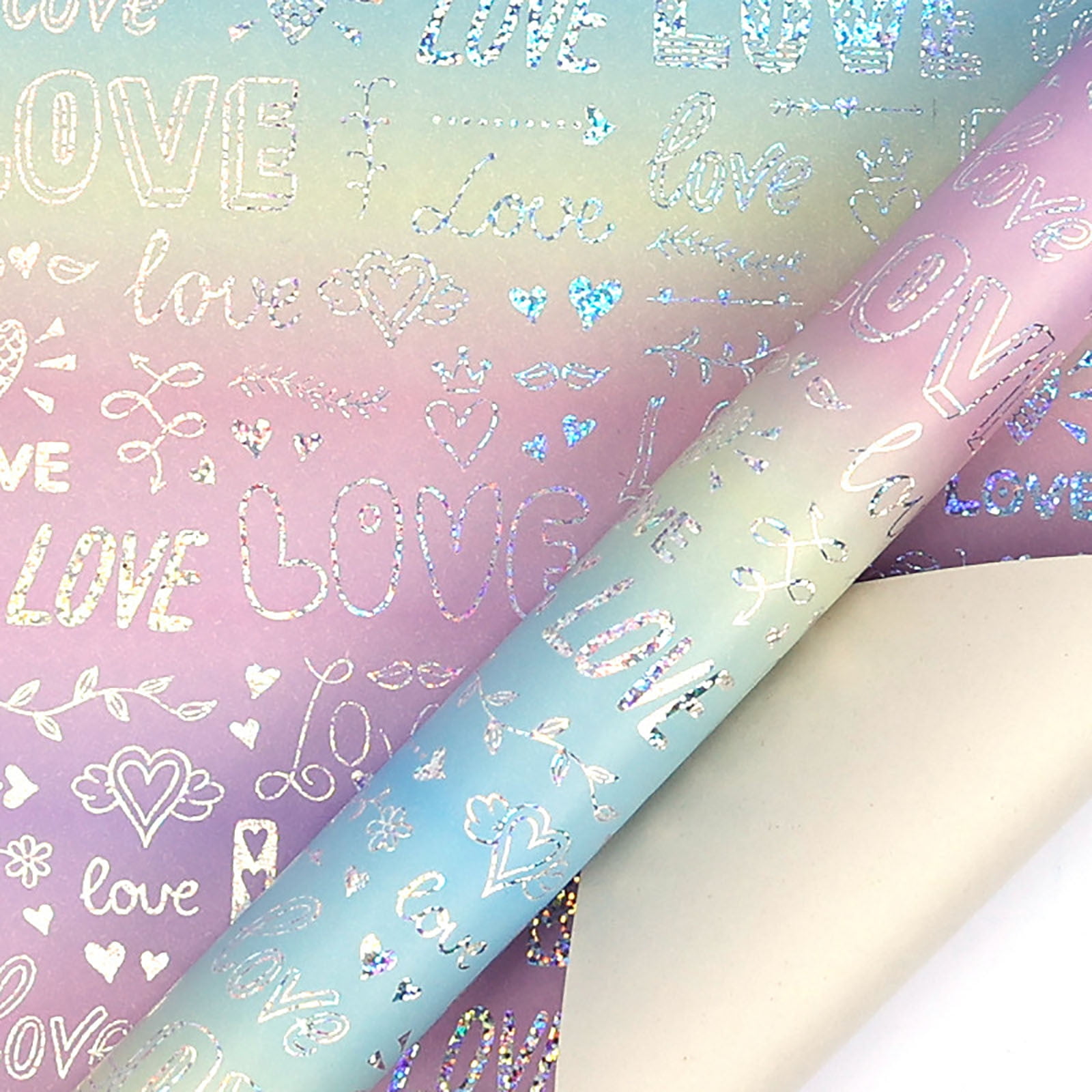 BAOPAI Valentine's Day Laser Holographic Gift Wrapping Paper Double ...