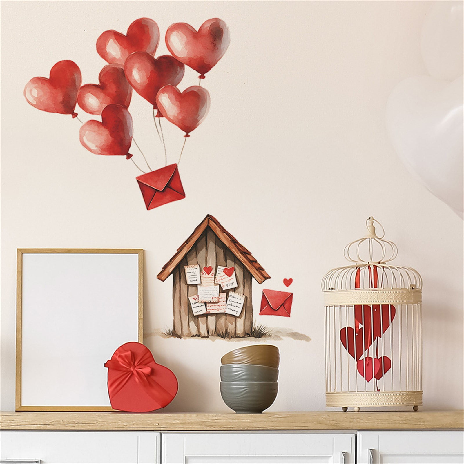 BAOPAI Valentine's Day Romantic Rose Wall Stickers, Easy Peel and Stick ...