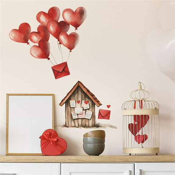 BAOPAI Valentine's Day Romantic Rose Wall Stickers, Easy Peel and Stick ...