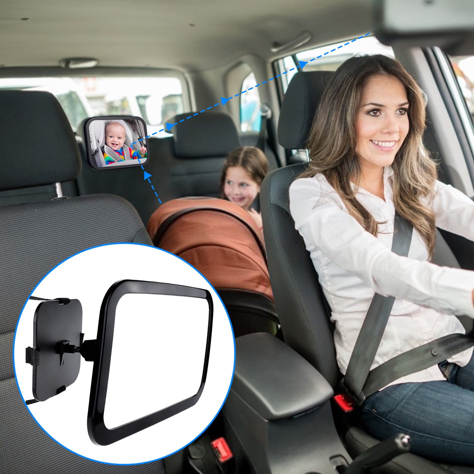 BAOPAI Wide Angle Rear View Car Seat Mirror Shatterproof Acrylic 360 ...