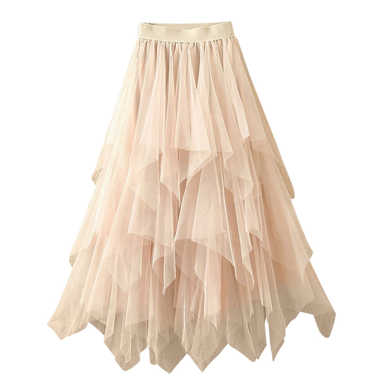 BAOQIN Women's Skirts Spring Women Mesh Solid Skirt A-Line Color Waist ...