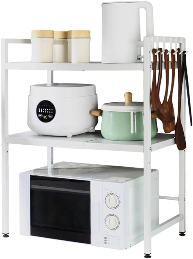 BAOYOUNI 2-Tier Expandable Microwave Oven Rack Stand Over Toaster Baker ...