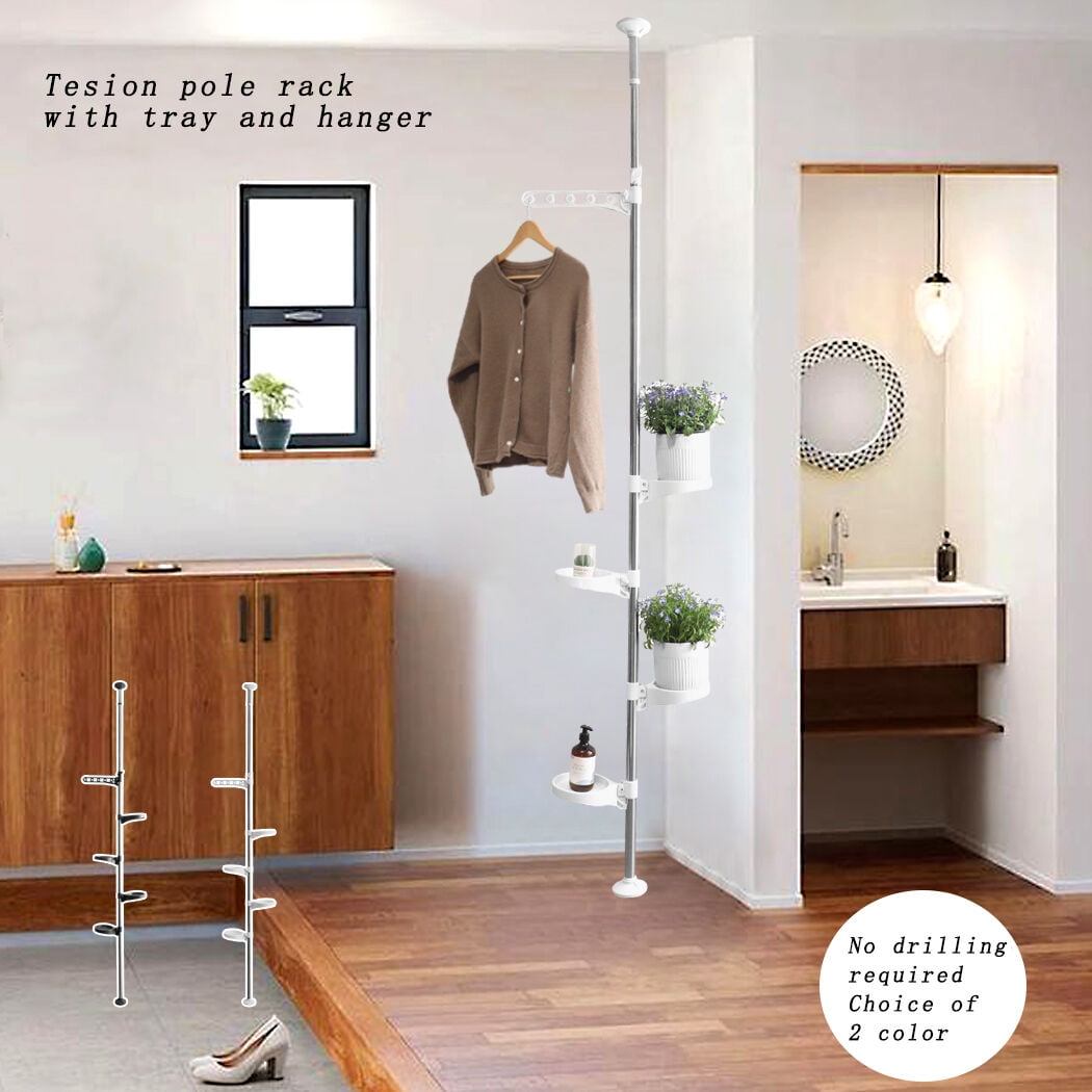 BAOYOUNI 5 Tier Steel Tension Pole Flower Display Rack Space Saver ...