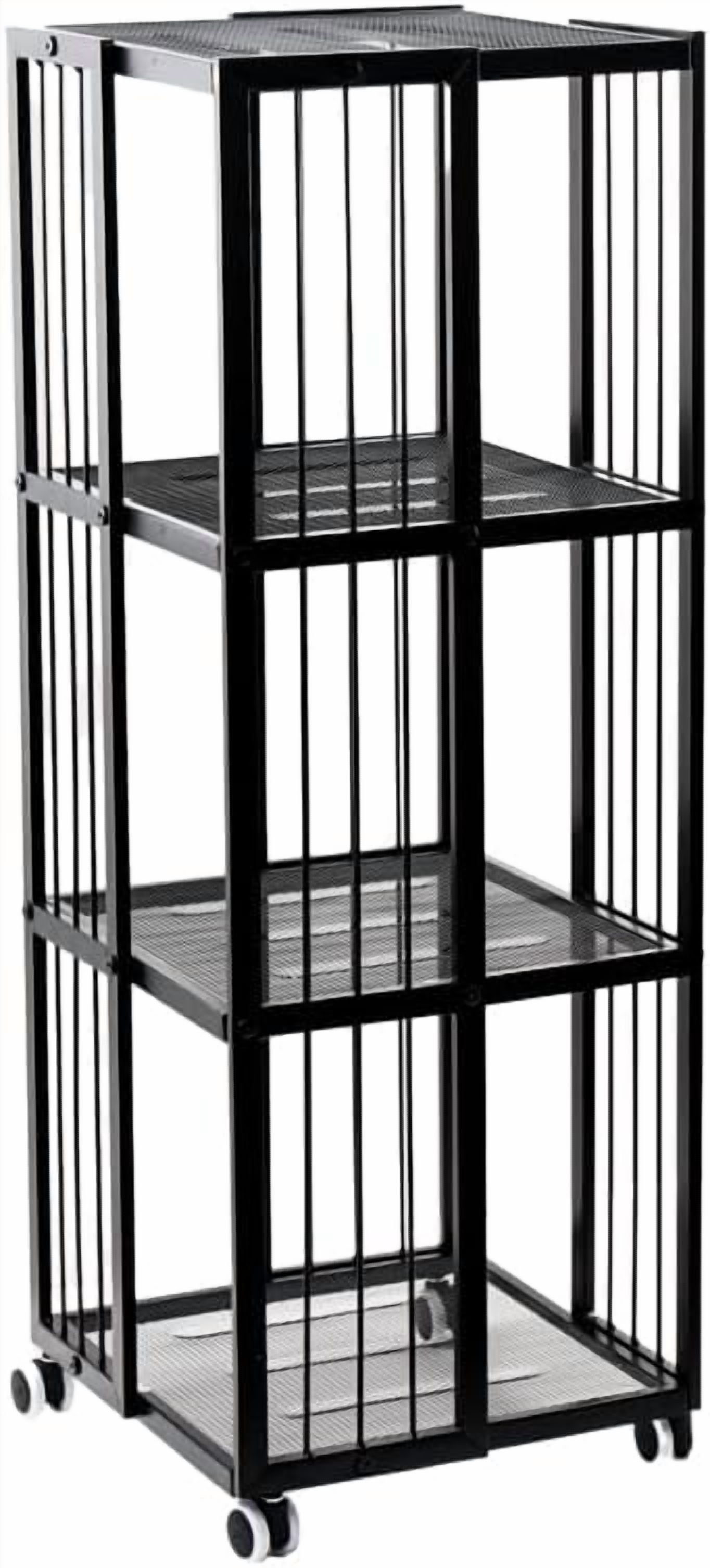 BAOYOUNI Rolling Bookcase Storage Shelf 3-Tier Metal Bookshelf on ...