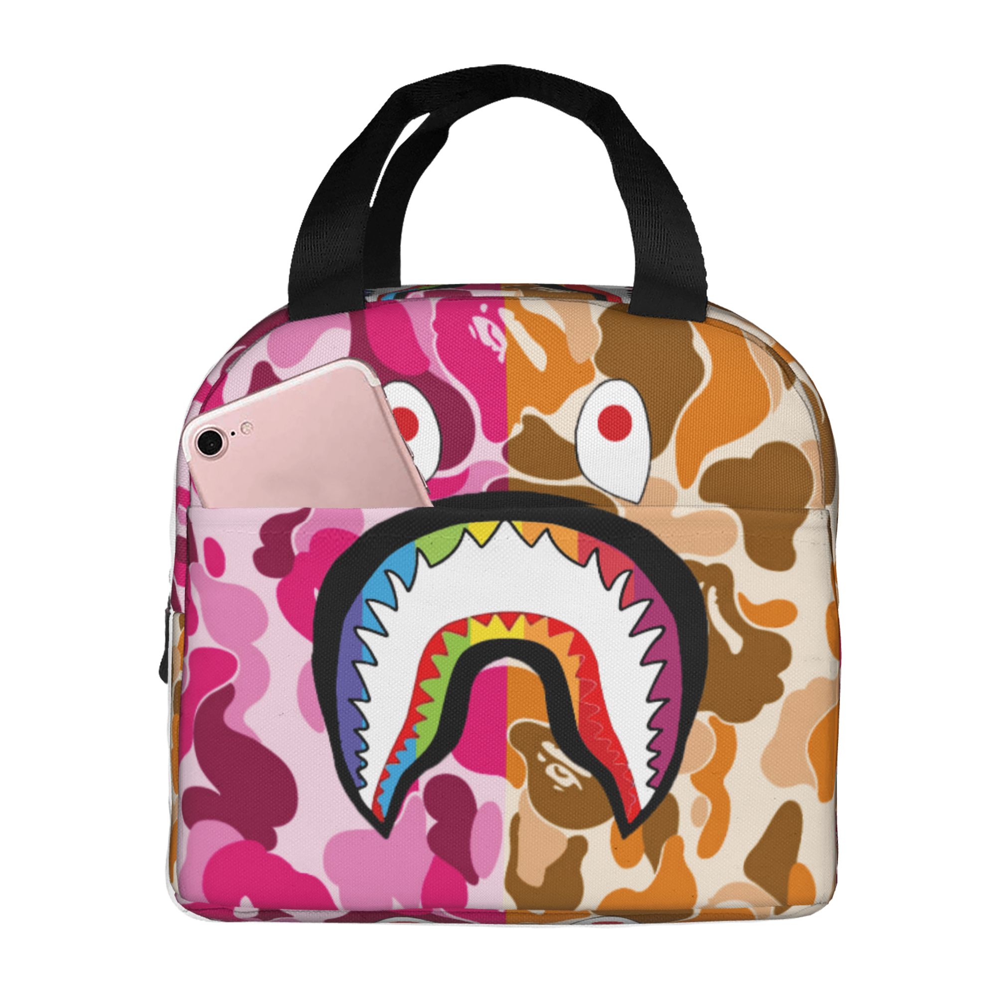 BAPA Shark Lunch Bag, Portable Thermal Cooler Tote Bag With Front ...