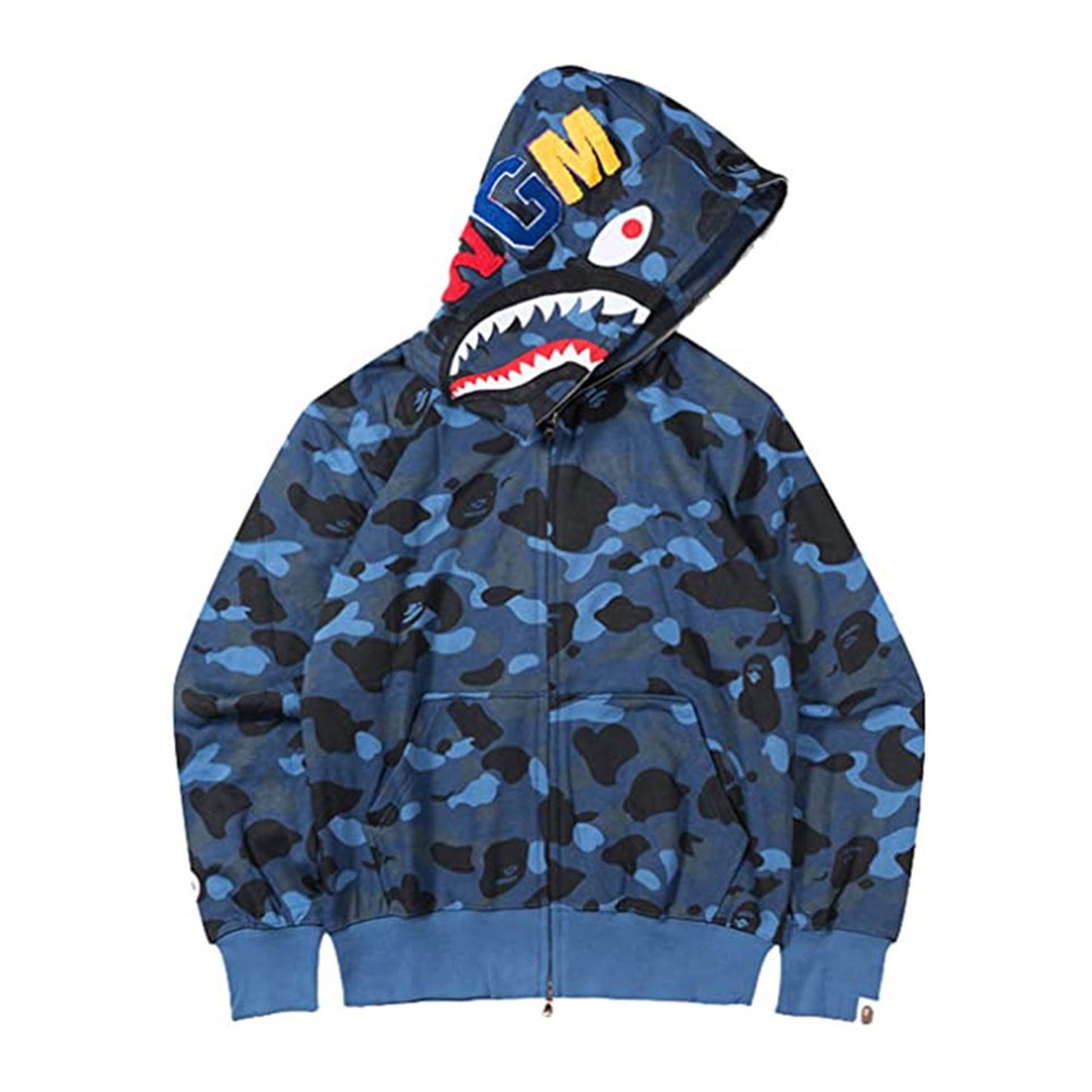 BAPE 2024 Shark Head 3D Ape Print Camouflage Hoodie - Unisex Zip-Up ...