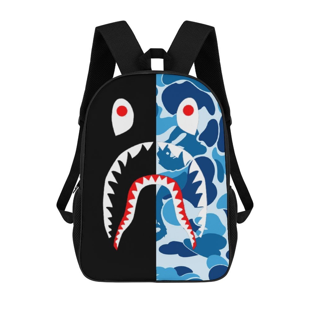 BAPE Camo Shark Backpack 17 Inch Shoulder Bag Sturdy Laptop Backpack ...