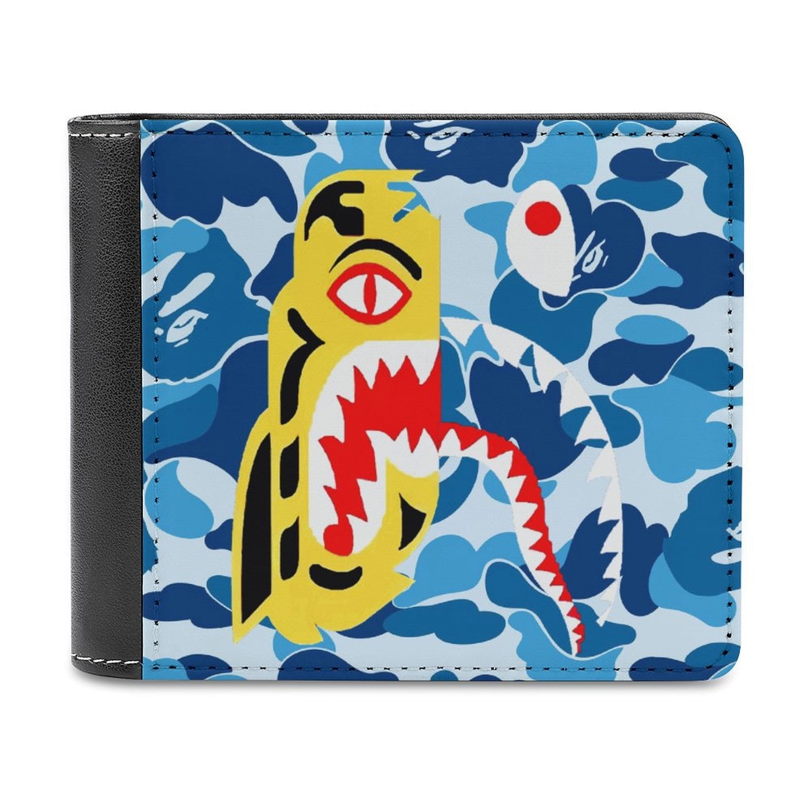 BAPE Camo Shark Leather Wallet Slim Card Wallet Bifold RFID BAPE Camo Shark Leather Wallet Slim Card Wallet Bifold RFID