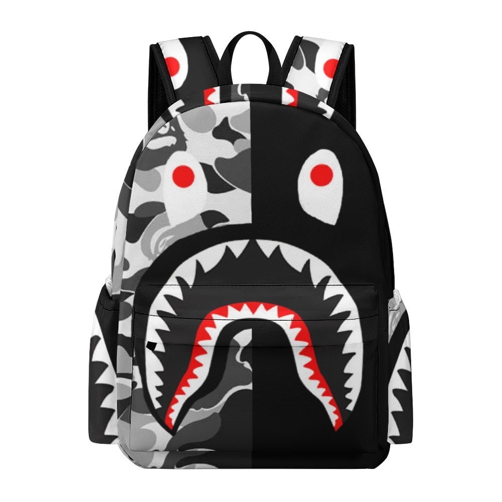 BAPE Camo Shark Leisure Backpack 3D Printing Cute School Backpacks ...