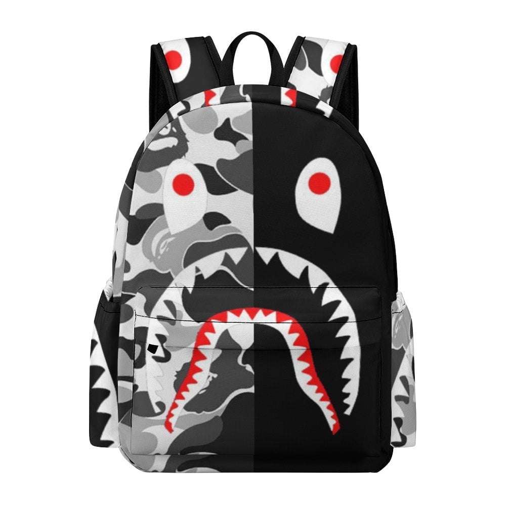 BAPE Camo Shark Leisure Backpack 3D Printing Cute School Backpacks ...
