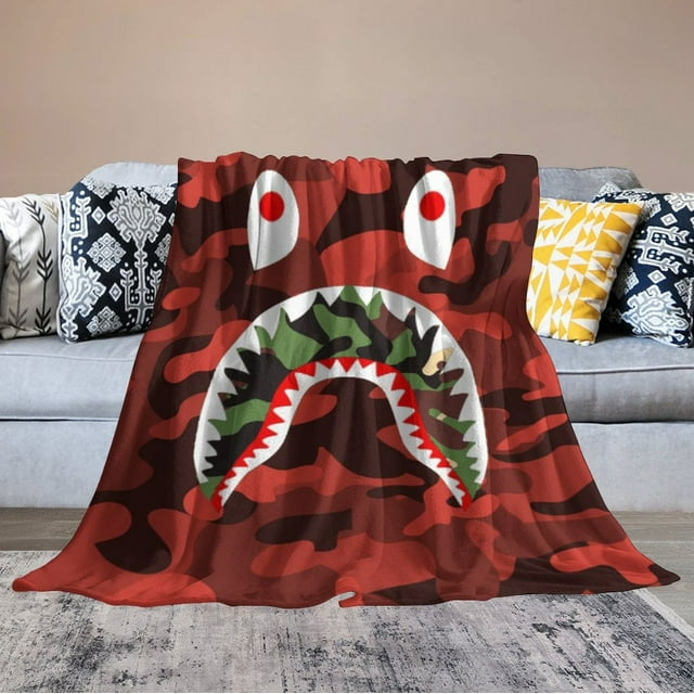 BAPE Camo Shark Ultra-Soft Bed Blanket Anti-pilling Flannel Blanket ...