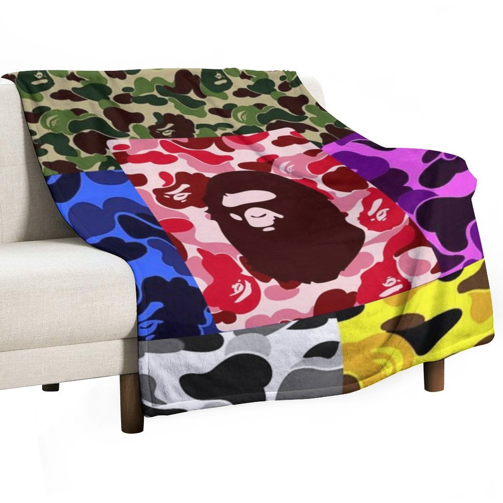 BAPE Funny Bedding Fleece Throw Blanket for Bed Home Living Room ...