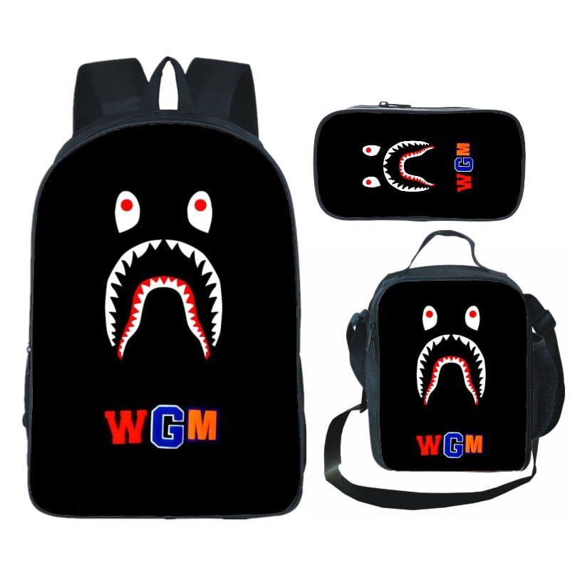 BAPE SHARK APE Anime Backpacks Sets, Cartoon Laptop Backpack with Lunch ...