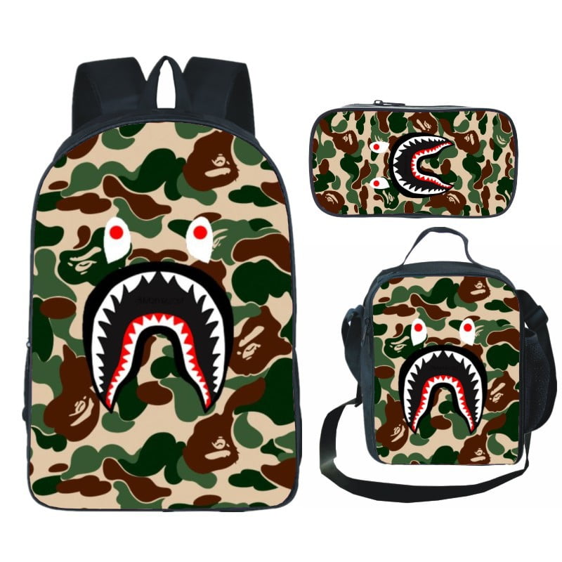 BAPE SHARK APE Anime Backpacks Sets, Cartoon Laptop Backpack with Lunch ...