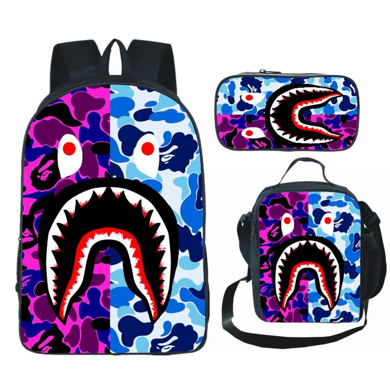 BAPE SHARK APE Anime Backpacks Sets, Cartoon Laptop Backpack with Lunch ...