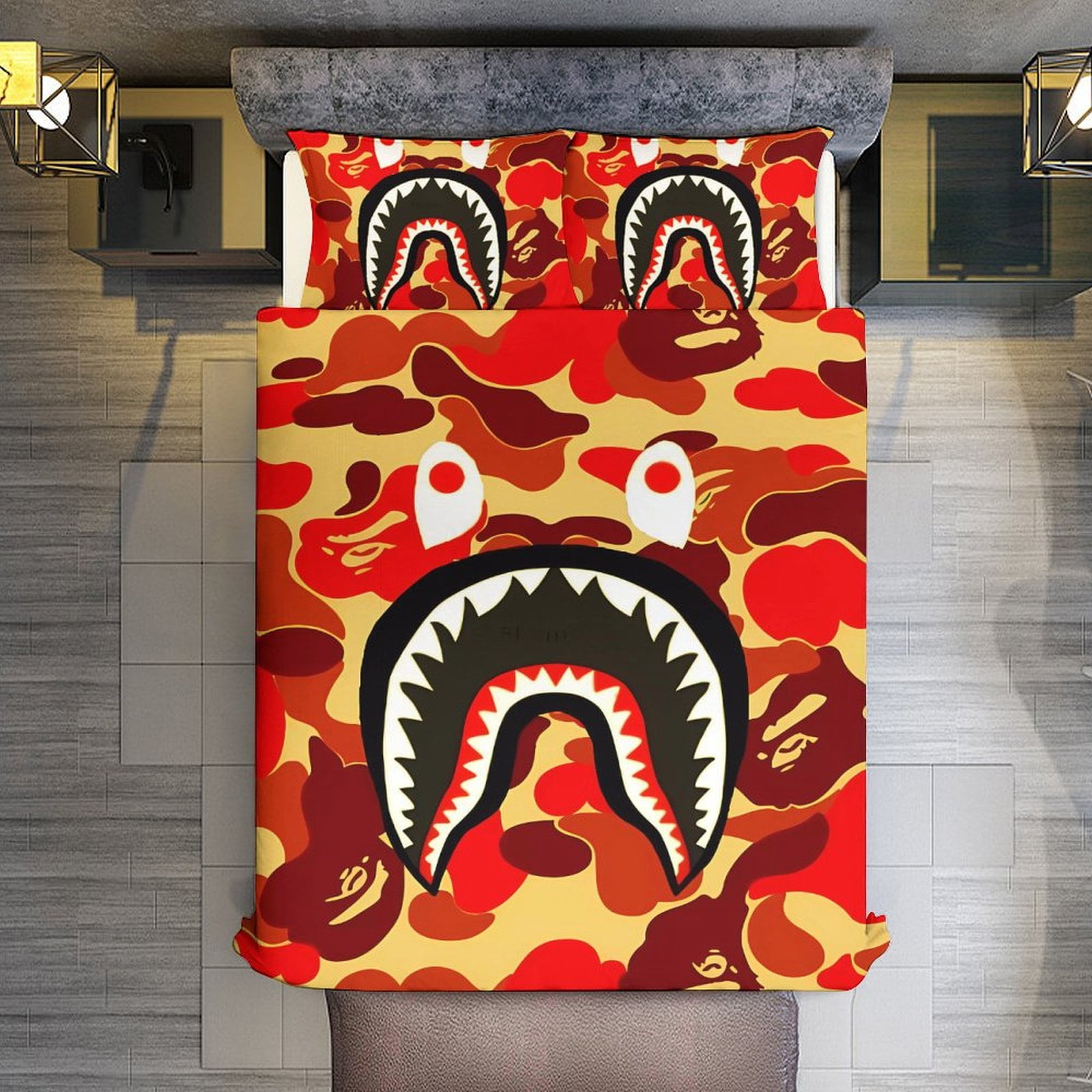 BAPE Shark 3-Piece Bedding Set, Printed Quilt Set Twin Size, Full Size ...