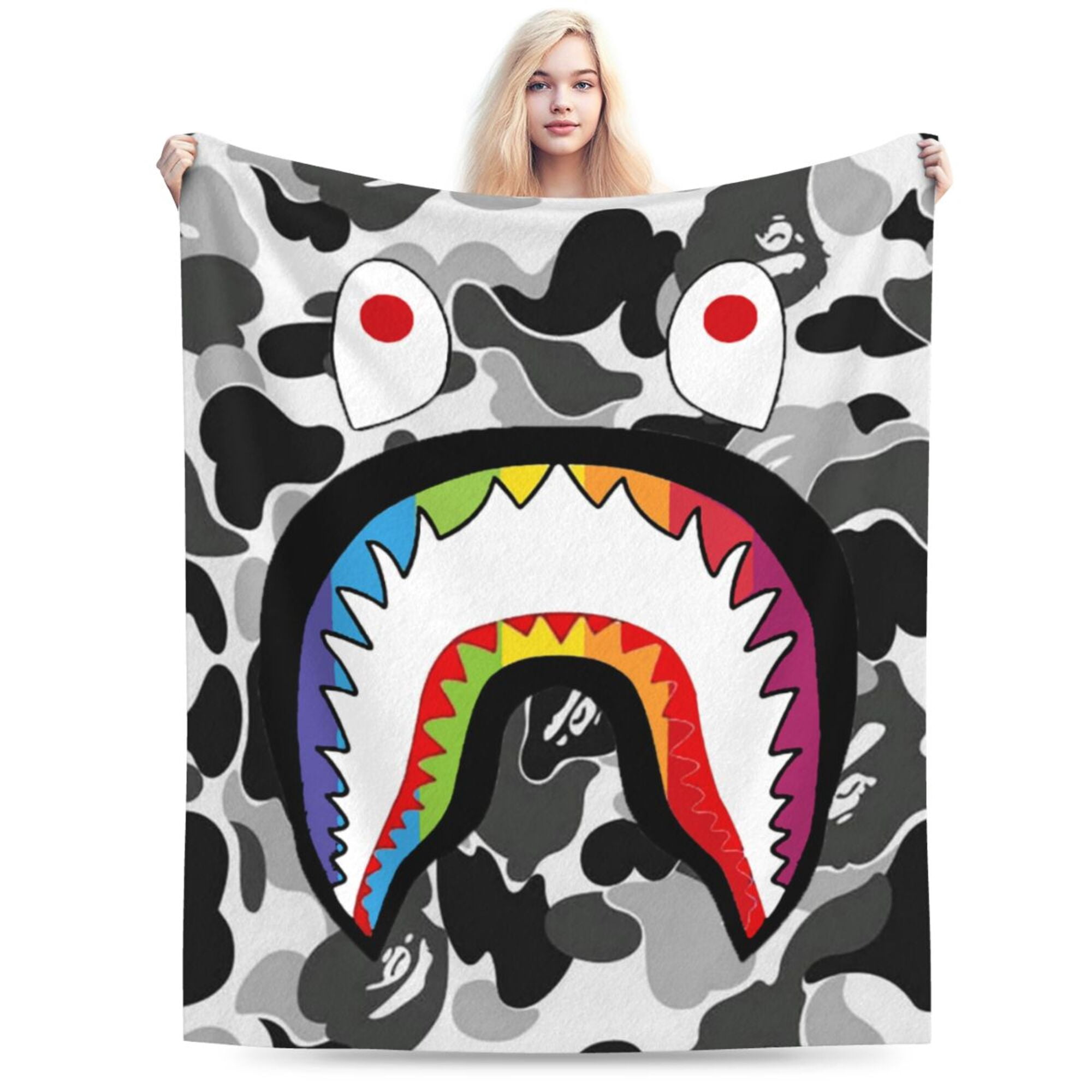BAPE Shark Blanket, Super Soft Throw Blanket, Cozy Lightweight Flannel ...