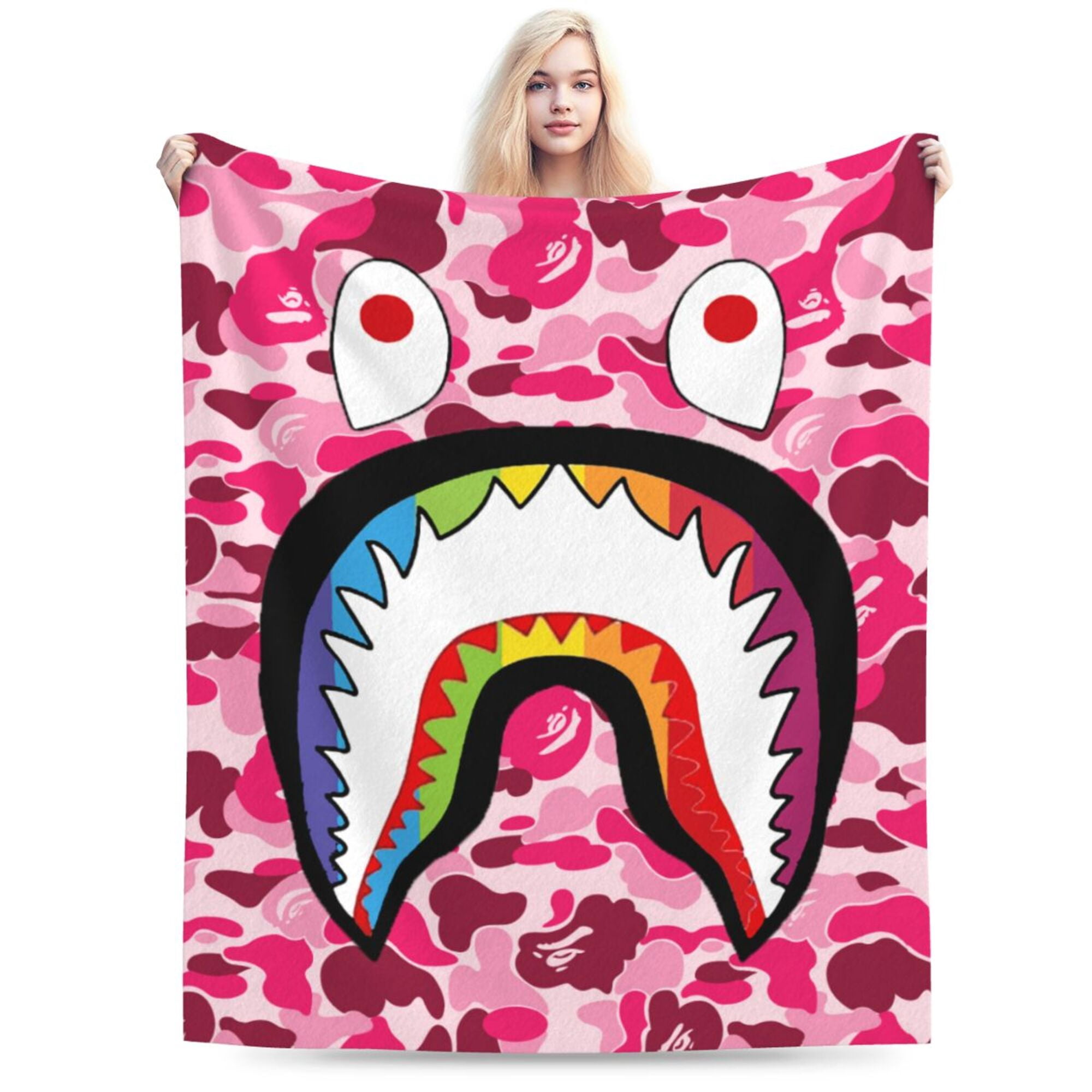 BAPE Shark Blanket, Super Soft Throw Blanket, Cozy Lightweight Flannel ...
