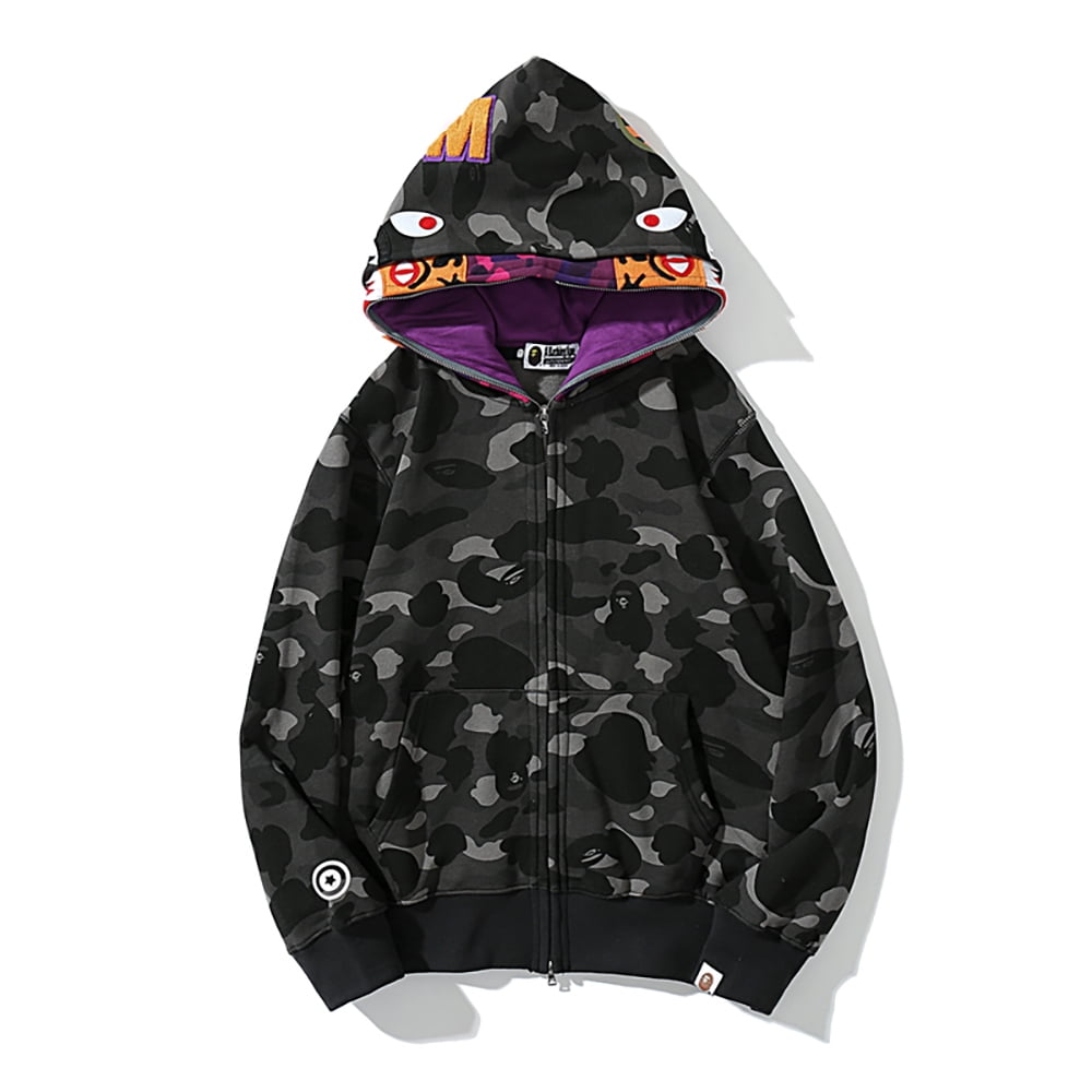 BAPE Shark Cotton Hoodie Street Fashion Camouflage Double Hooded Jacket ...