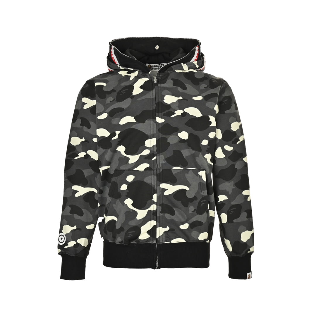 BAPE Shark Head Tiger Head Zipper Camouflage Double Hat Hoodie ...