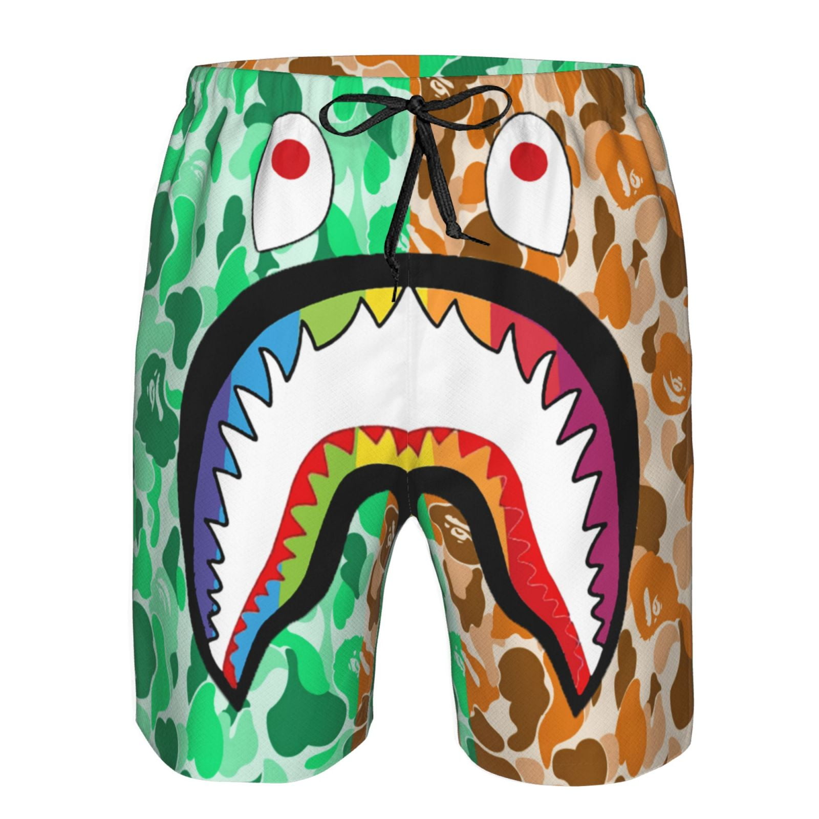 BAPE Shark Swim Trunks With Mesh Liner And Pockets, Elastic Waist Beach ...