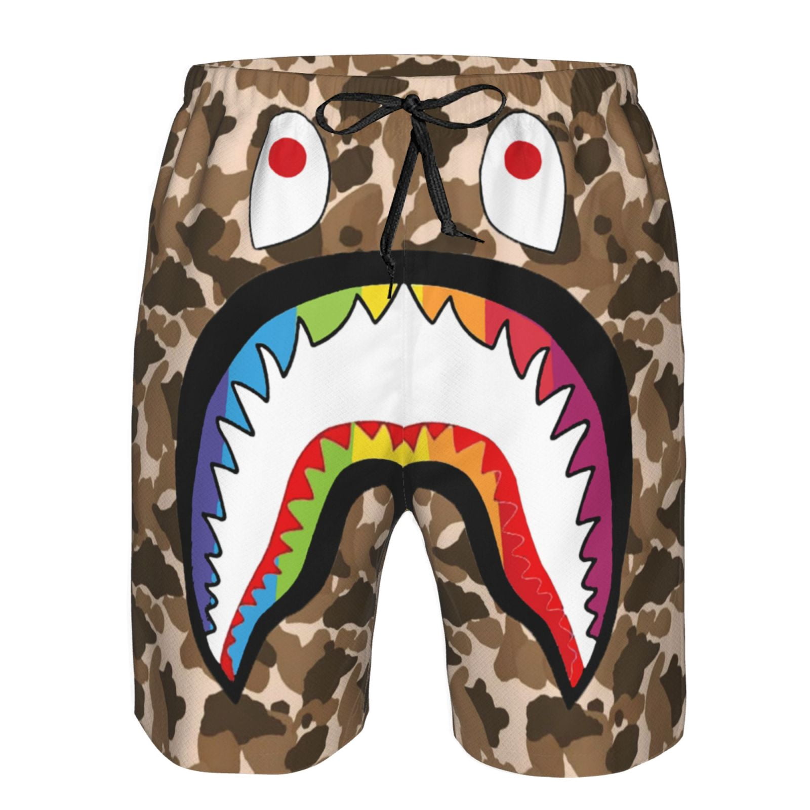 BAPE Shark Swim Trunks With Mesh Liner And Pockets, Elastic Waist Beach ...