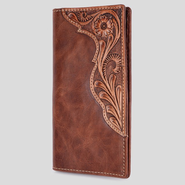 BAR H EQUINE Genuine Leather Hand Carved Rodeo Bifold Wallet For Men ...