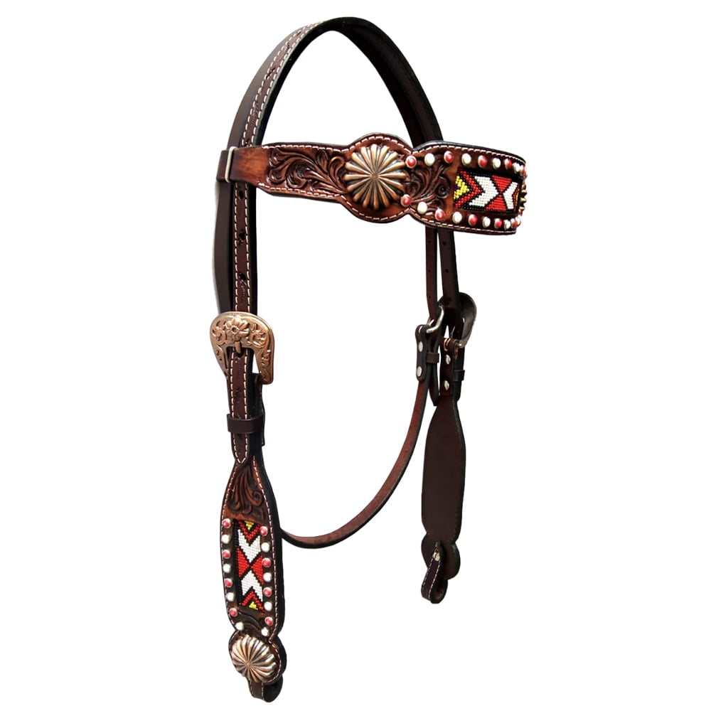 BAR H EQUINE Genuine Western American Leather Horse Premium Headstall ...