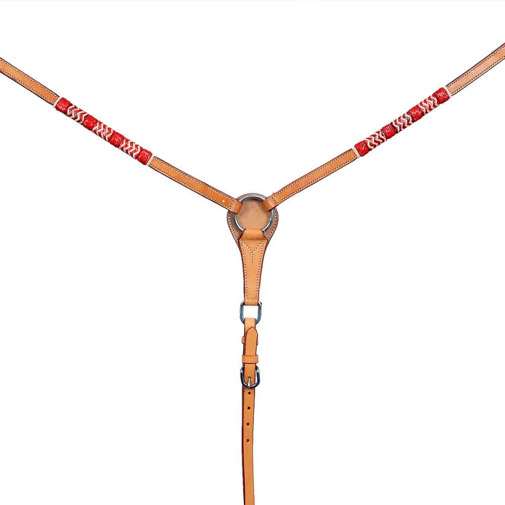 BAR H EQUINE Red Rawhide Horse Western Leather Breast Collar Tan ...
