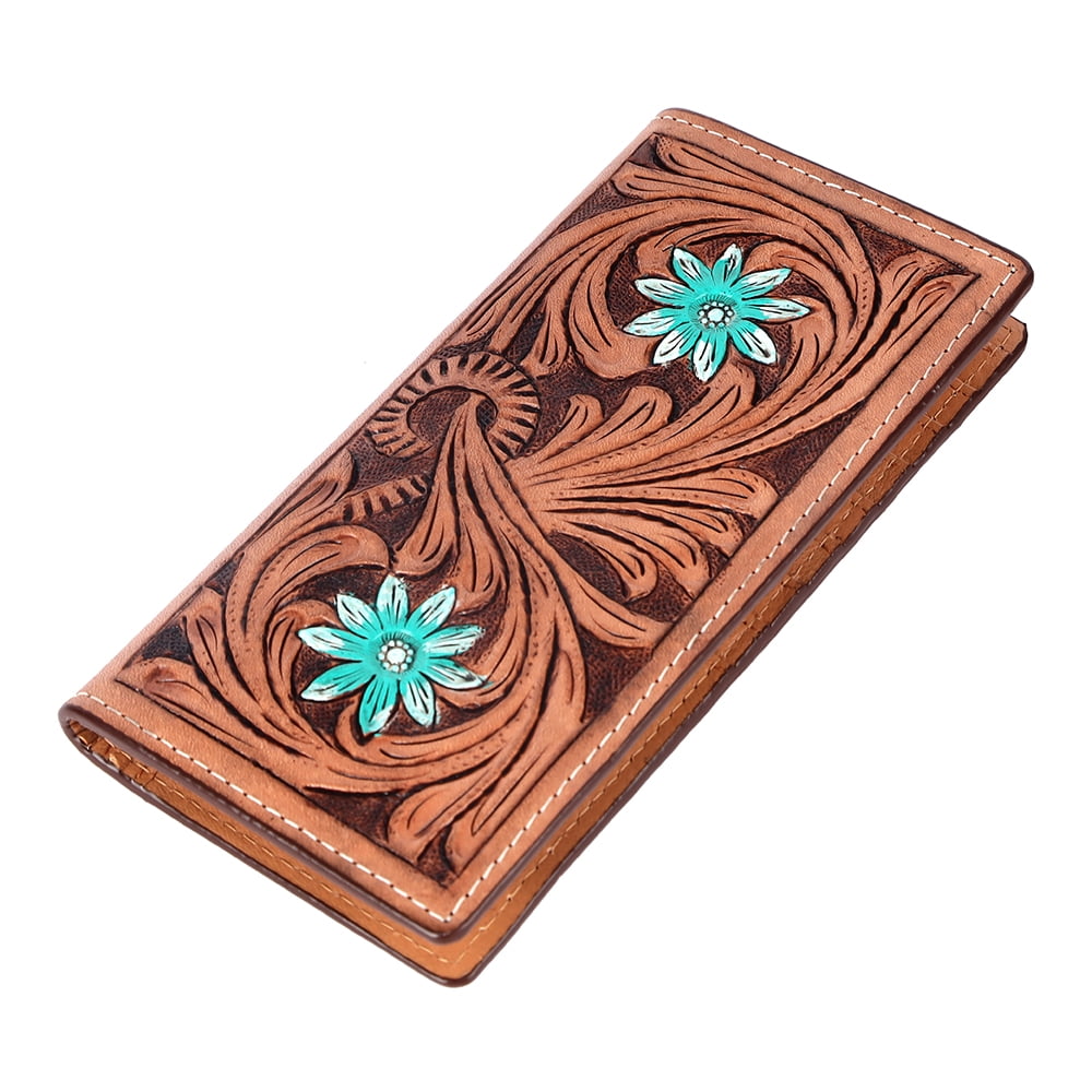 BAR H EQUINE Western Genuine Leather Hand Carved Rodeo Wallet For Men ...