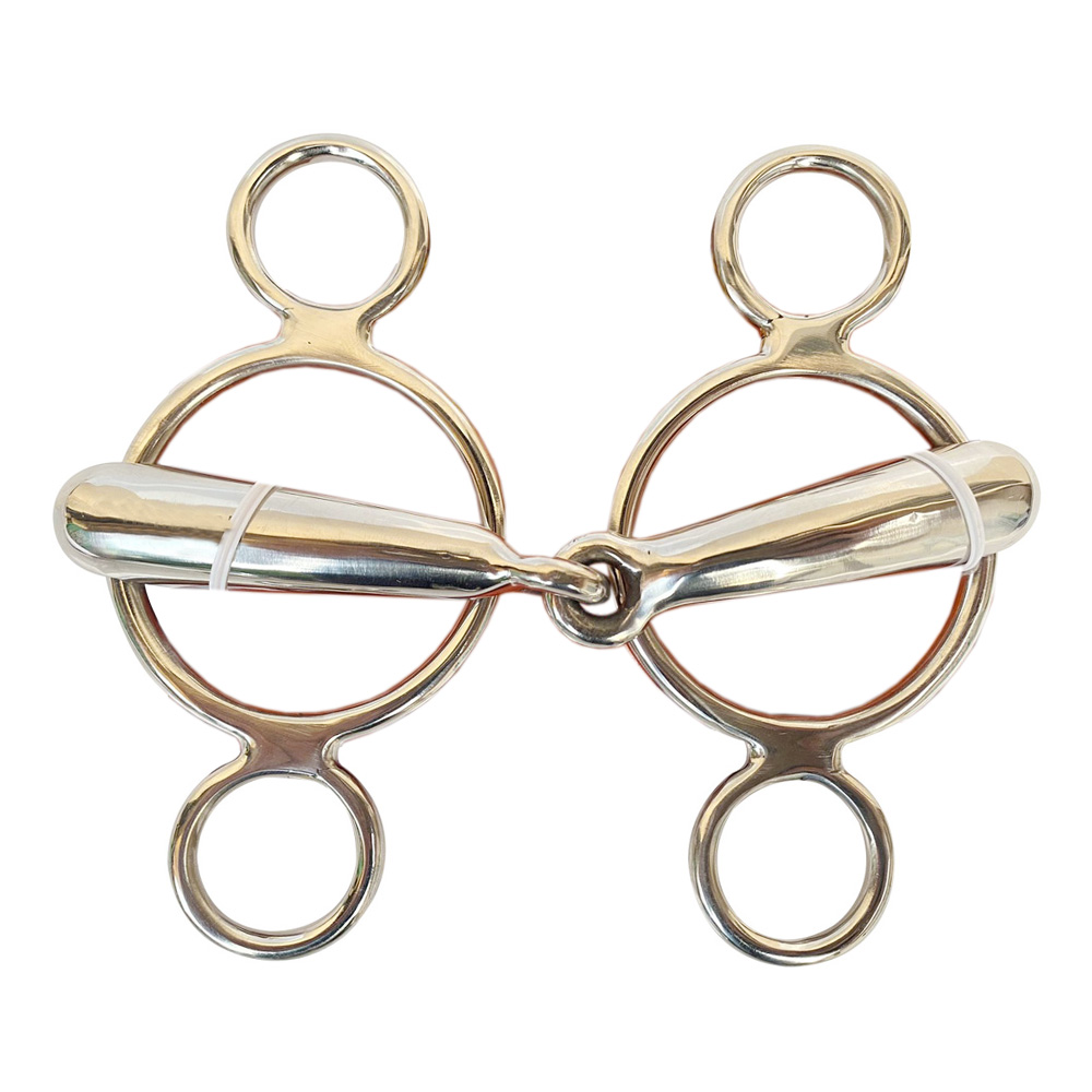 BAR H EQUINE Western Horse Light Weight Hollow 3 Ring Continental Gag Bit With Stainless Steel ...