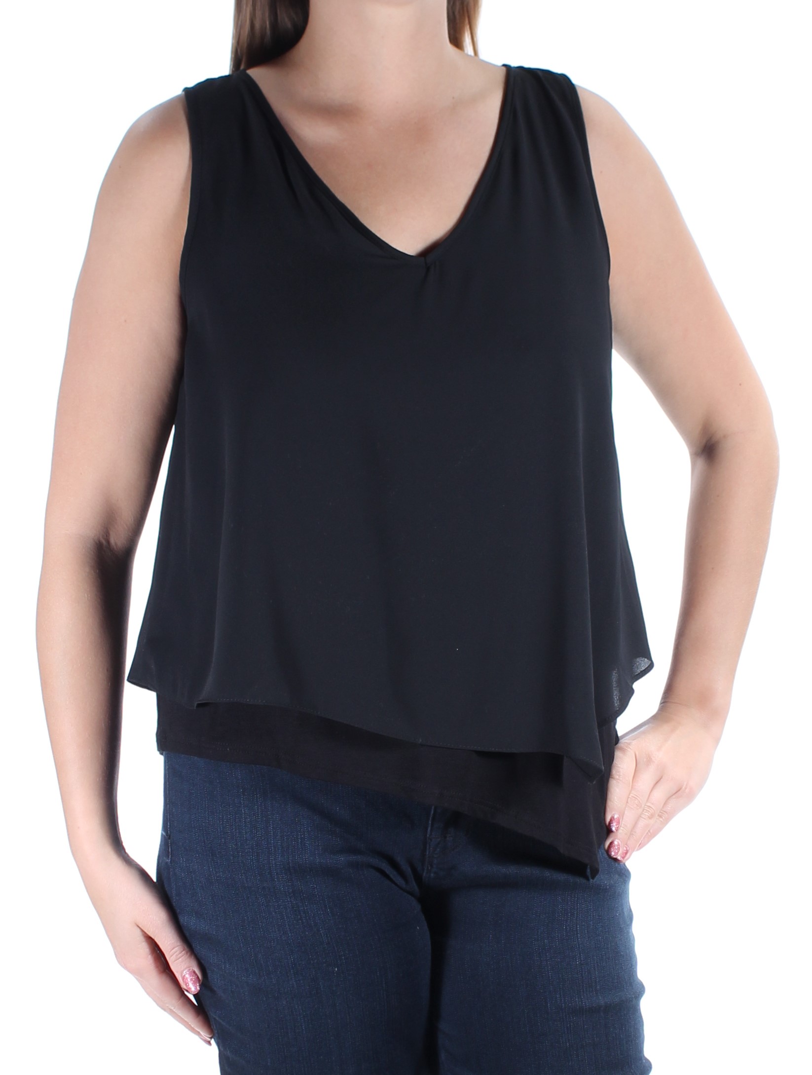 BAR III $40 Womens New 1076 Black Sleeveless V Neck Casual Top L B+B ...