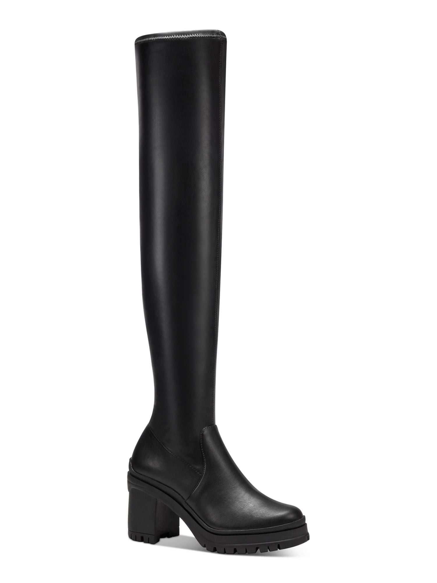 BAR III Womens Black Lug Sole Padded Fernn Almond Toe Block Heel Zip-Up ...