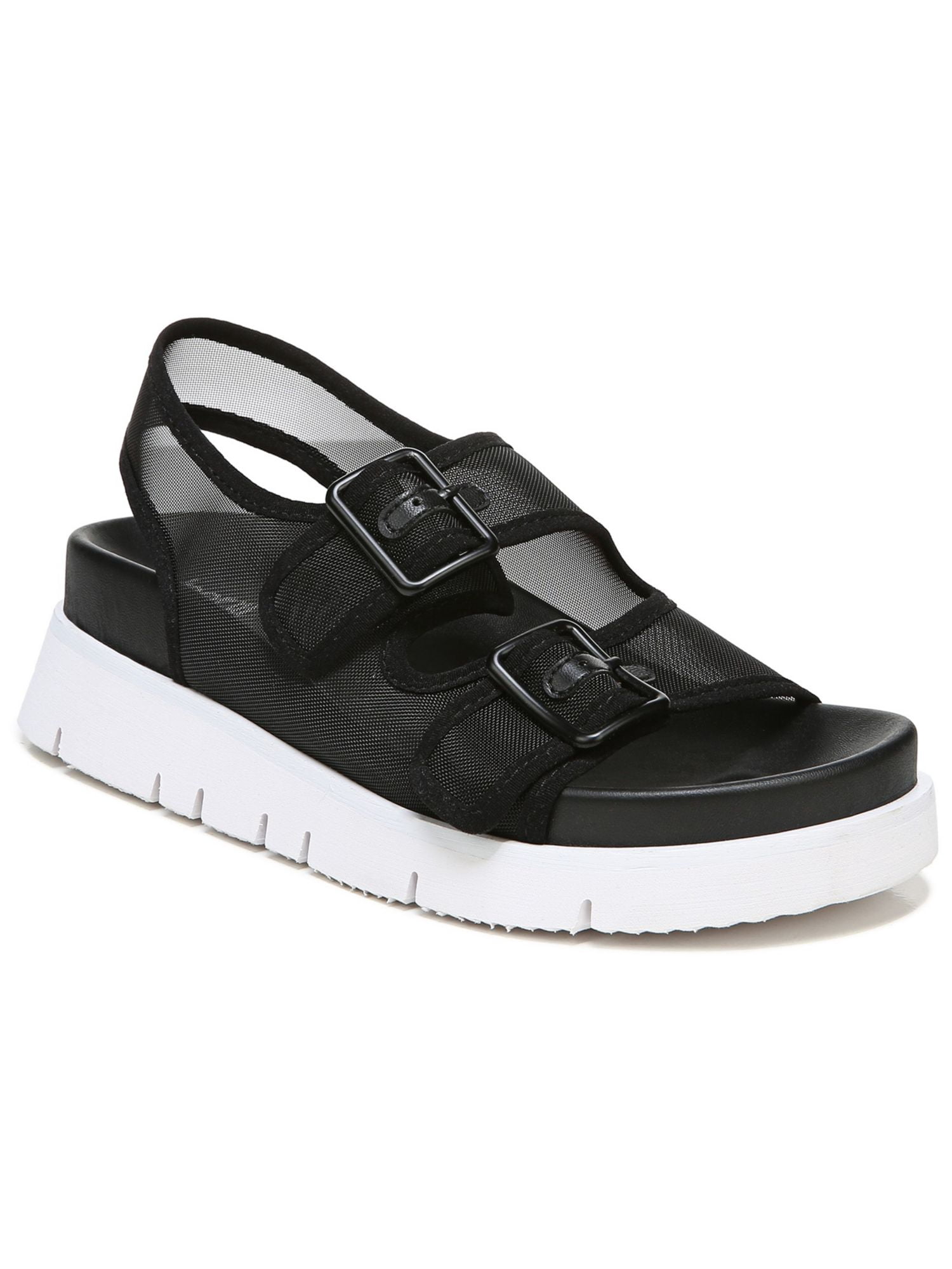BAR III Womens Black Mesh Sport Cushioned Kiwi Round Toe Wedge Buckle ...