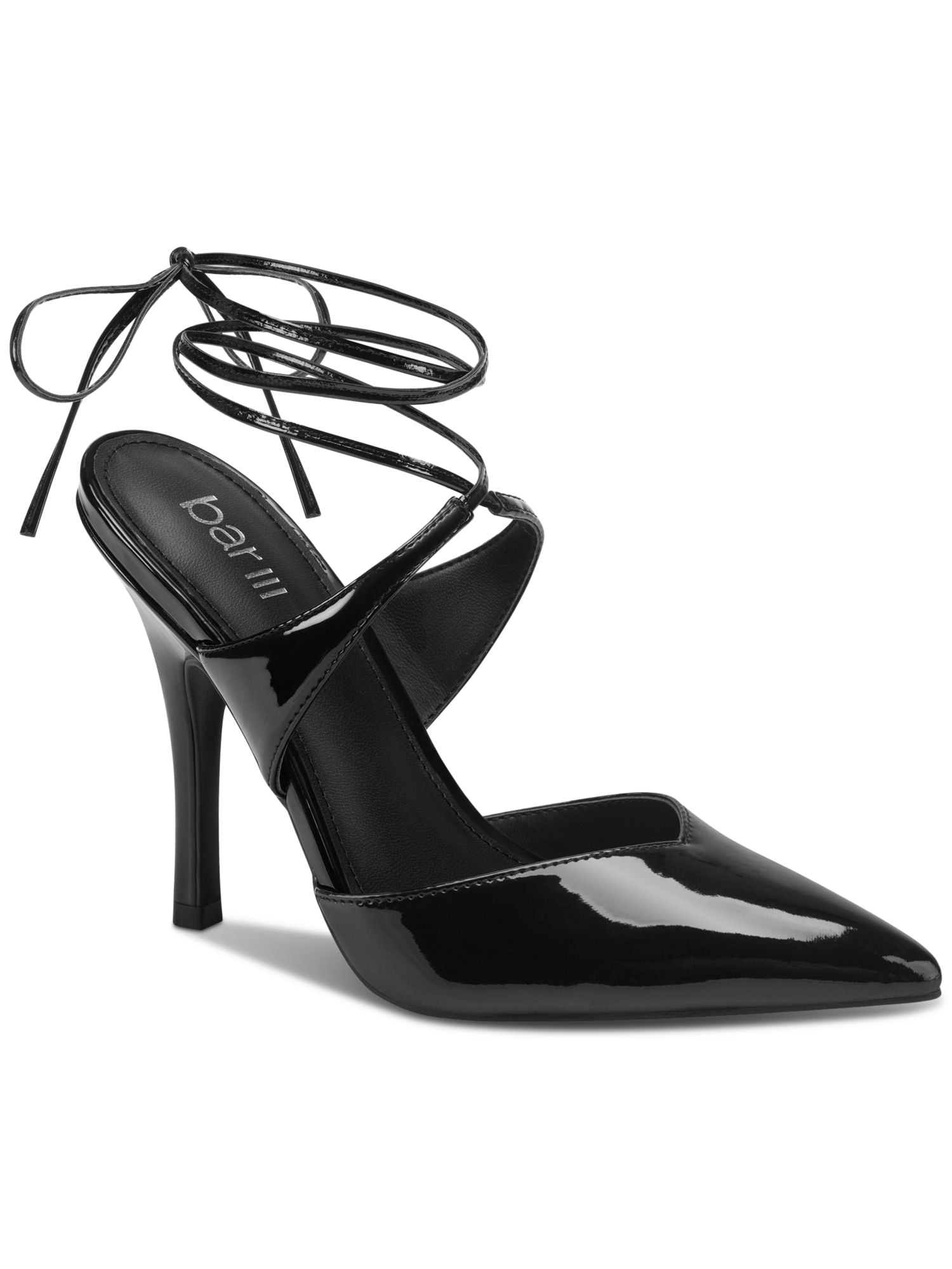 BAR III Womens Black Padded Strappy Candace Pointed Toe Stiletto Lace ...