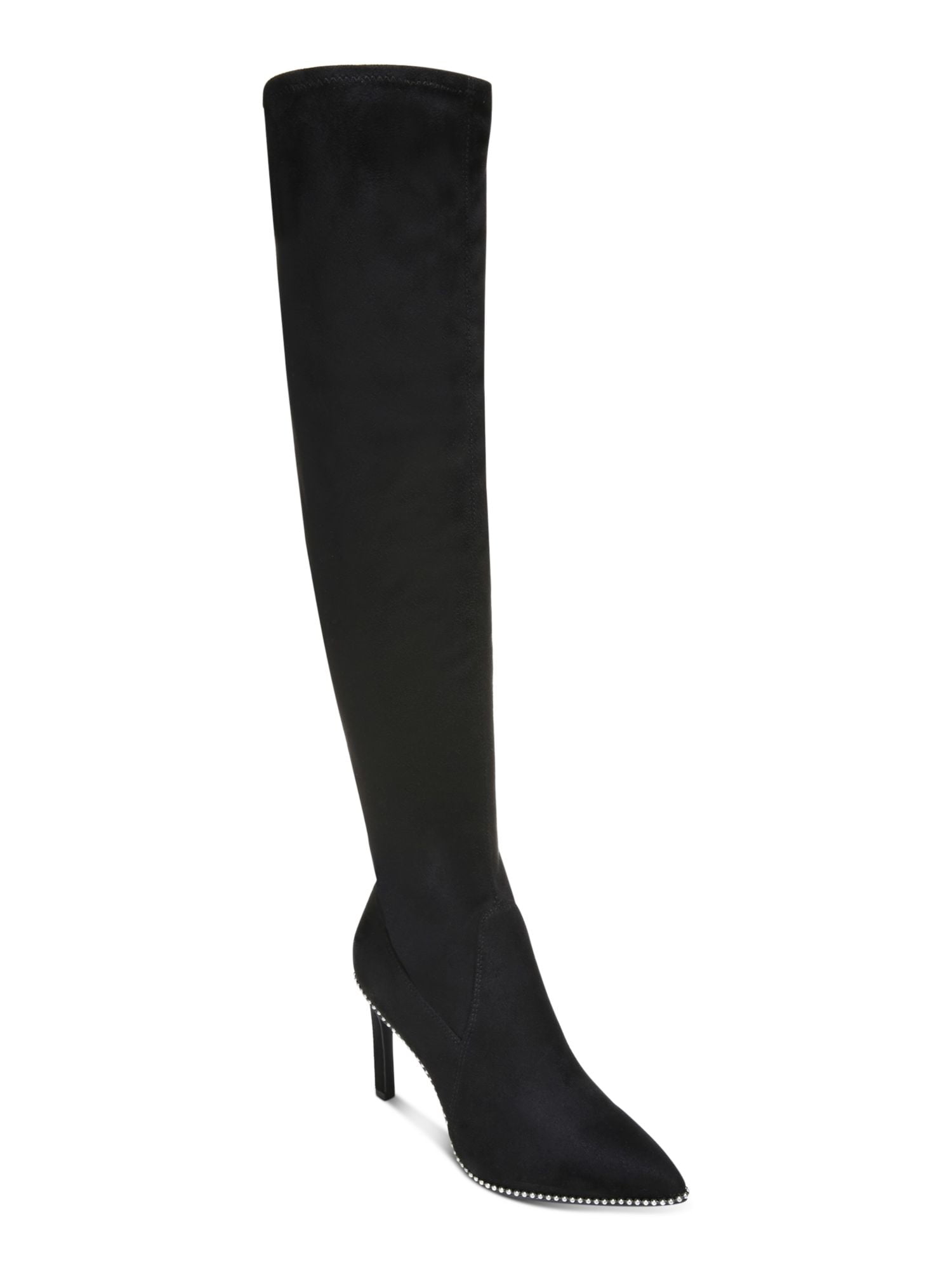 BAR III Womens Black Stretch Studded Milliee Pointed Toe Stiletto Zip ...