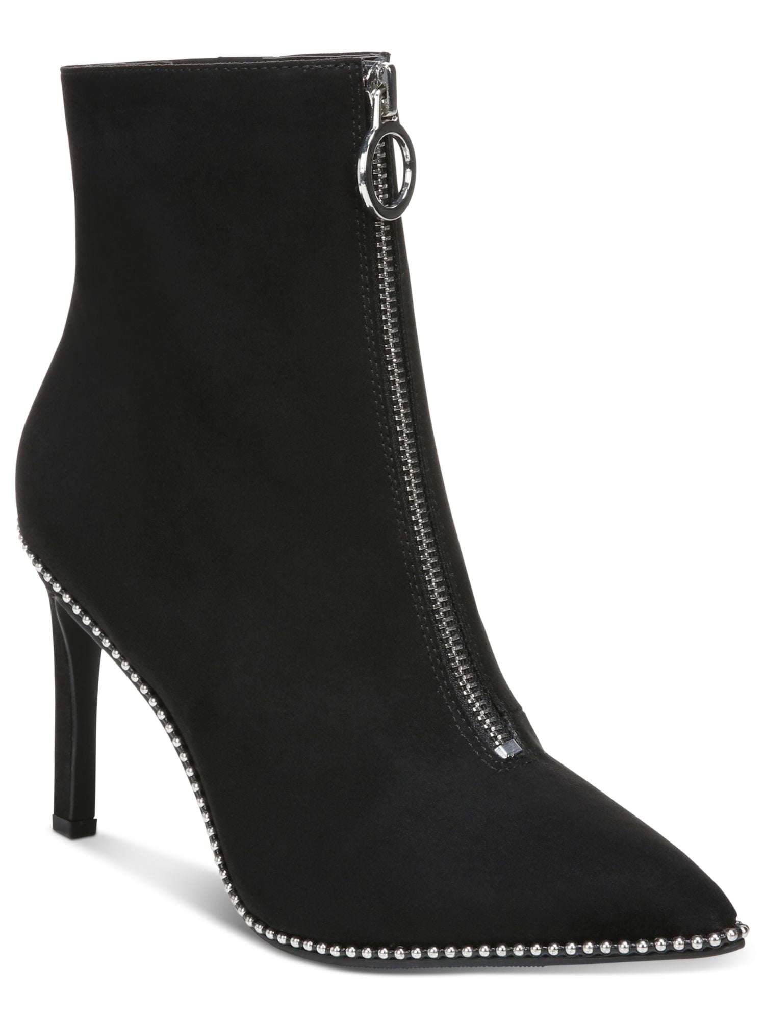 BAR III Womens Black Studded Comfort Briget Pointed Toe Stiletto Zip-Up ...