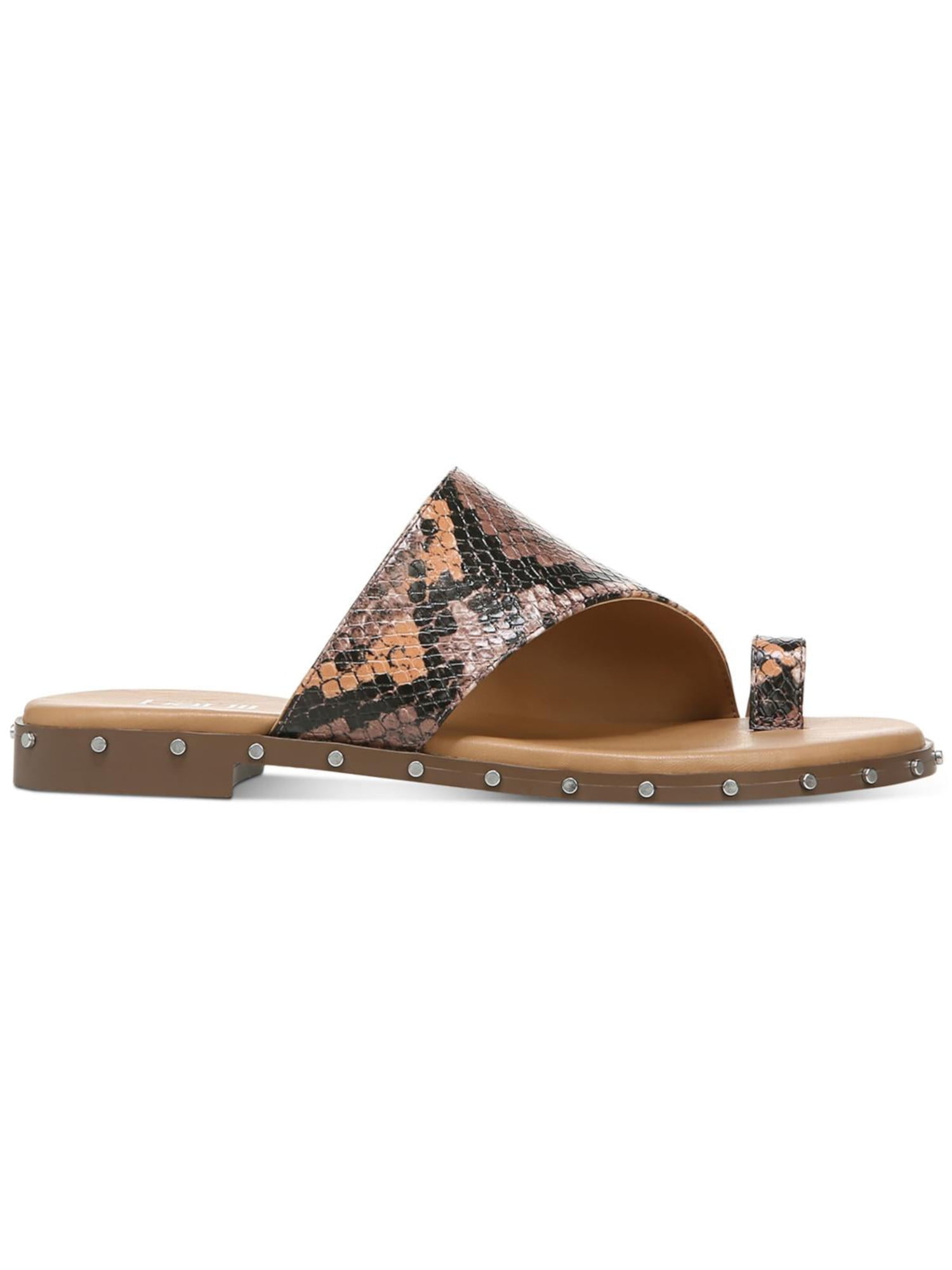 BAR III Womens Black Toe Loop Asymmetrical Studded Hattie Round Toe ...