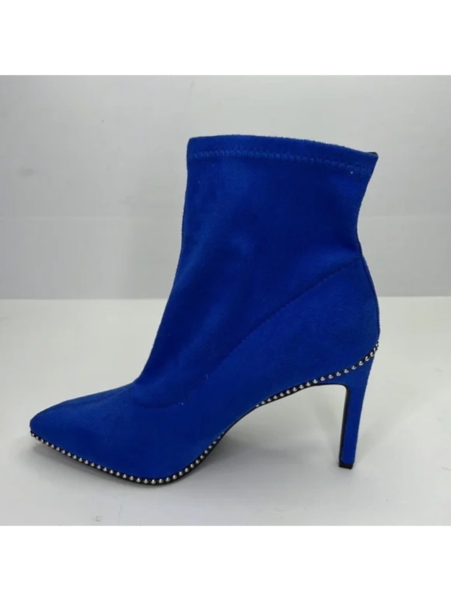 BAR III Womens Blue Beaded Stretch Melanay Pointed Toe Stiletto Booties ...