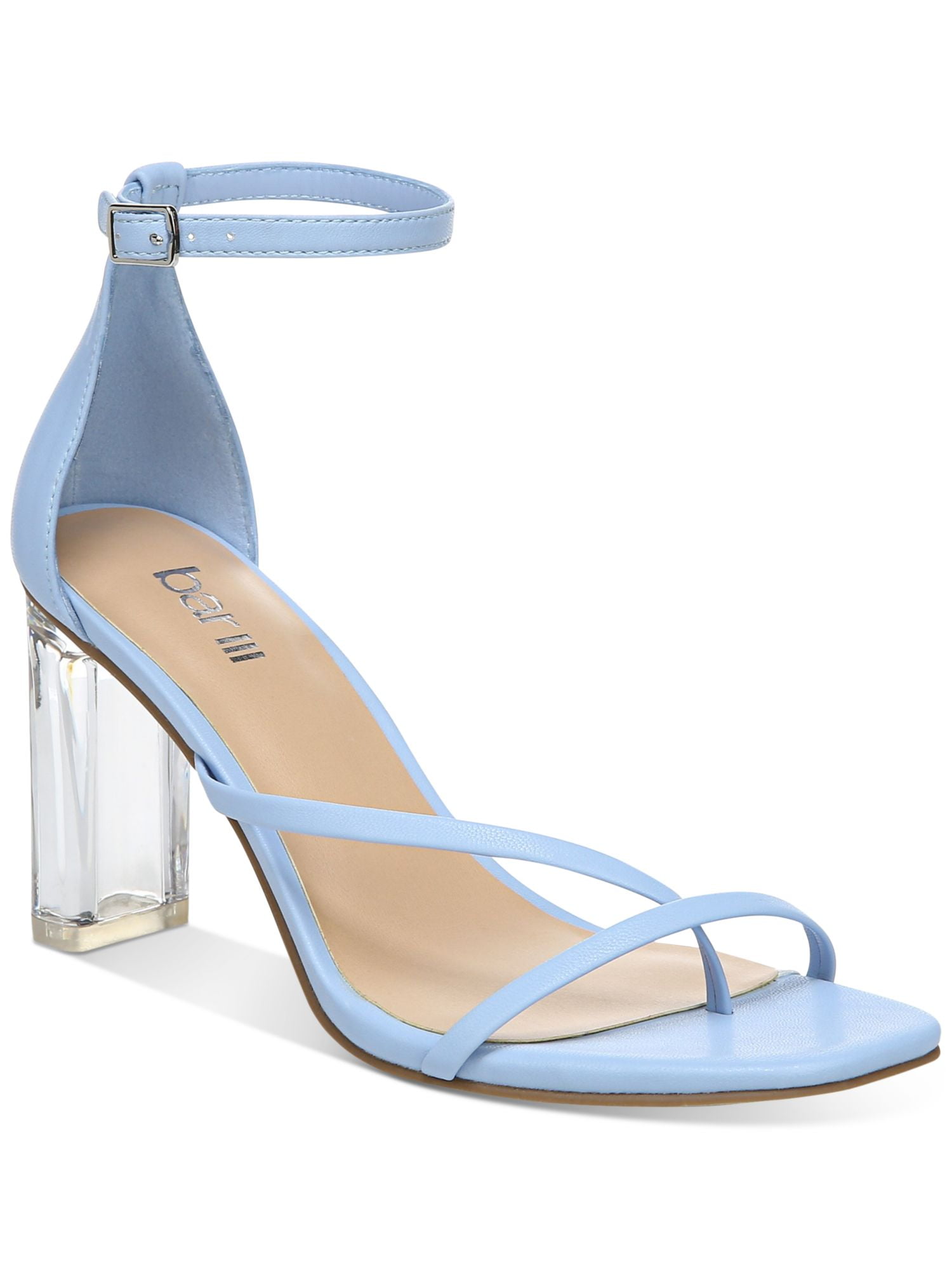 BAR III Womens Blue Transparent Heel Cushioned Asymmetrical Adjustable ...