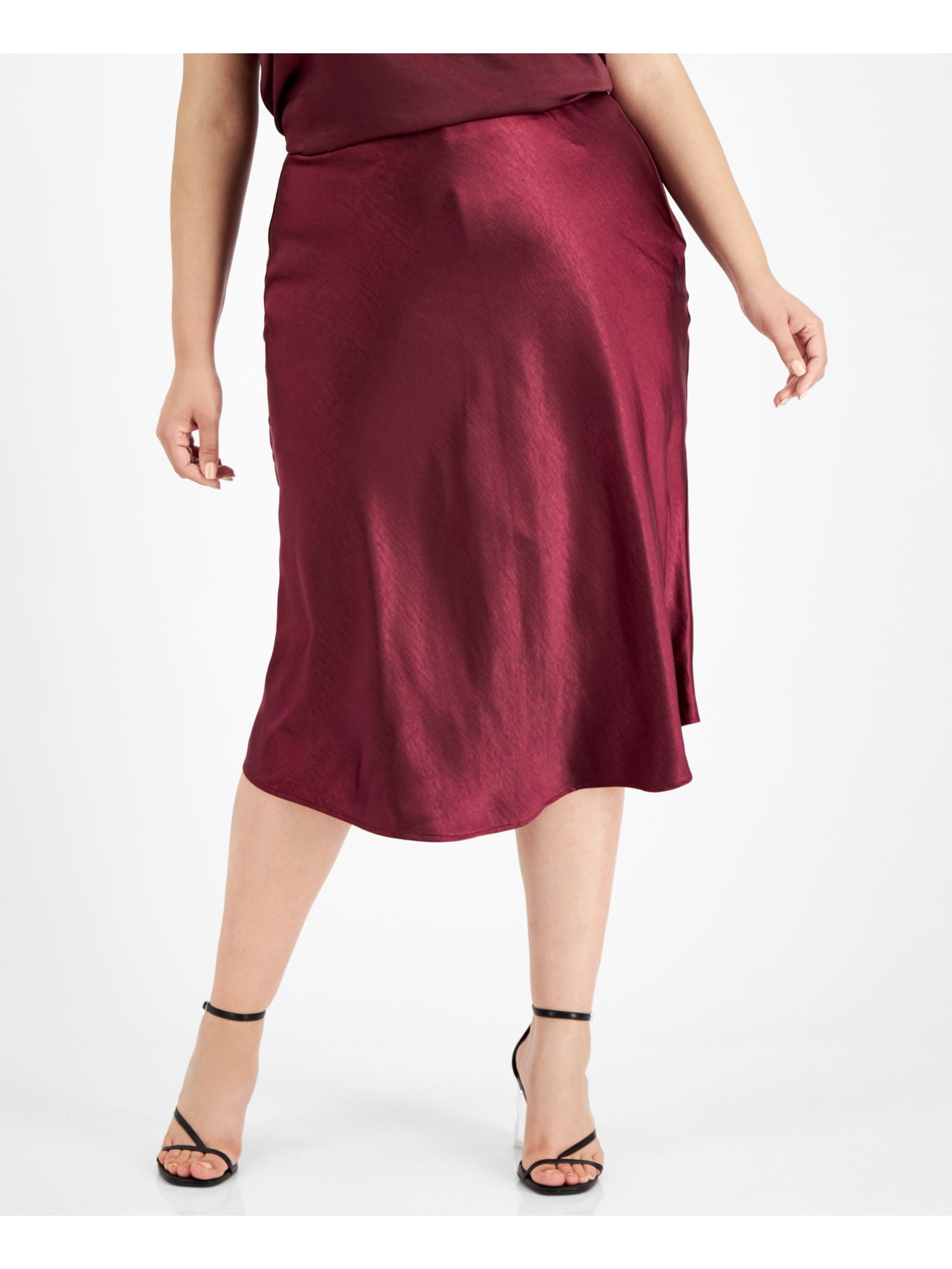 BAR III Womens Burgundy Midi Wear To Work A-Line Skirt Plus 18W ...