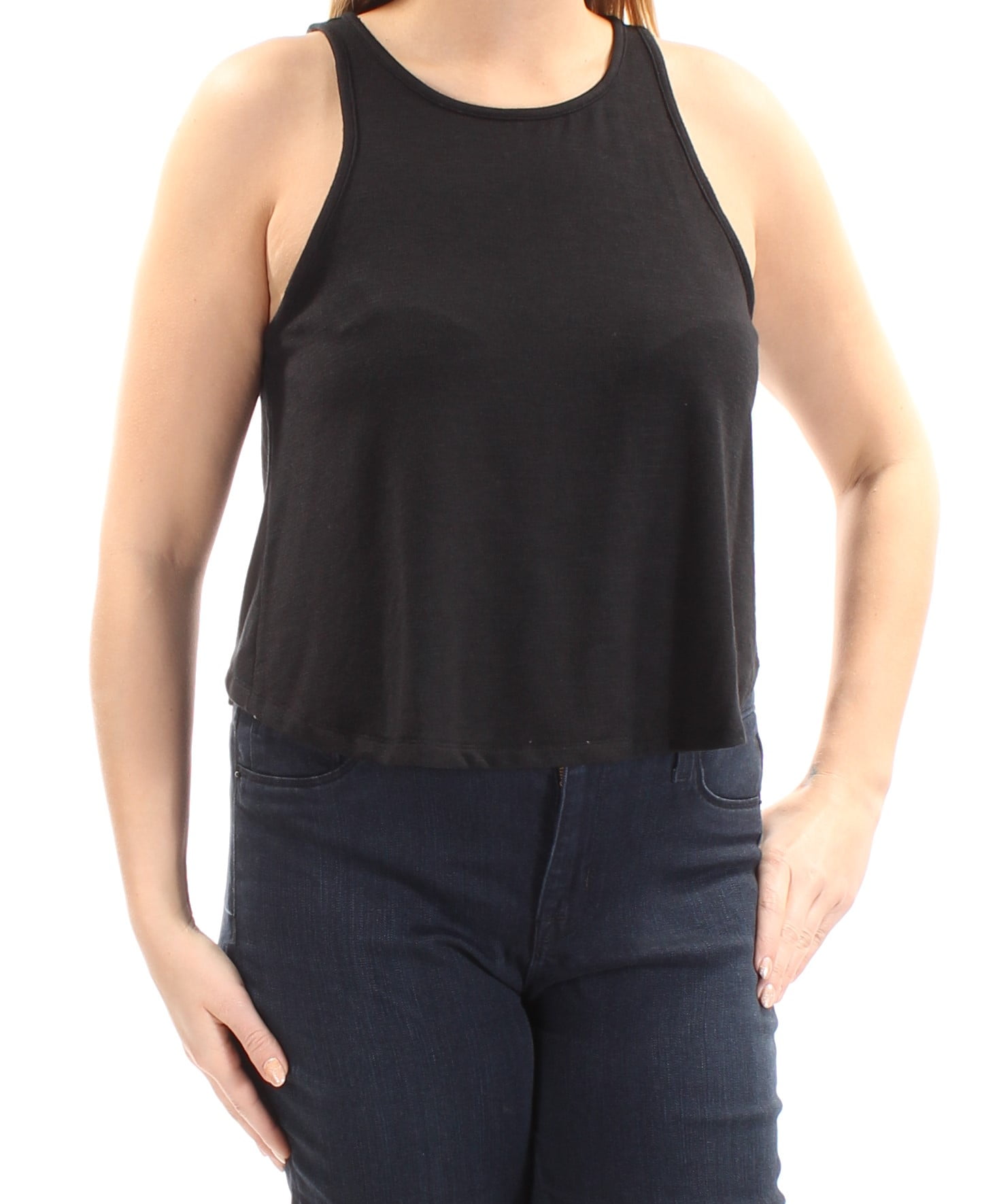 BAR III Womens New 1272 Black Sleeveless Jewel Neck Casual Top M B+B ...