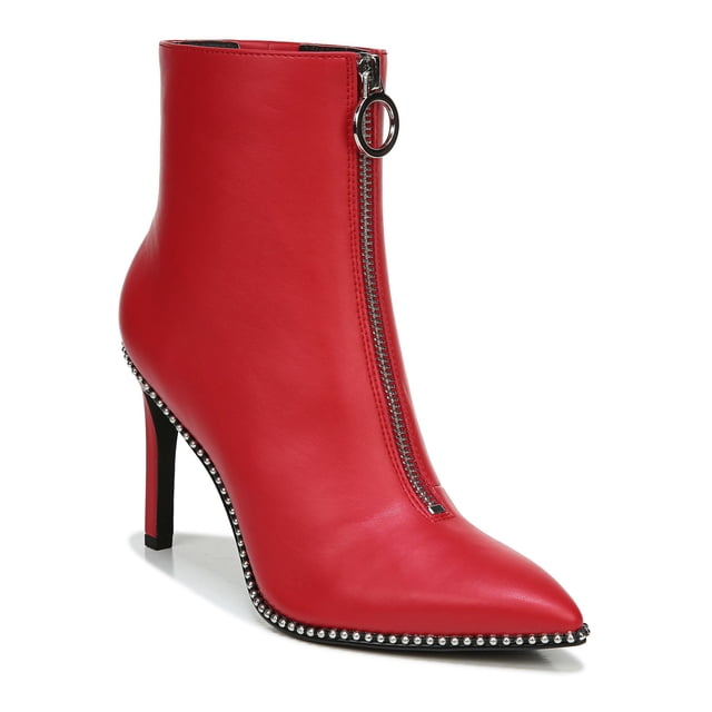 BAR III Womens Red Studded Ball Chain Front Zip Closure Ring Pull ...