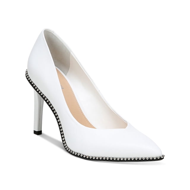 BAR III Womens White Ball-Chain Hardware Binsa Pointed Toe Stiletto ...