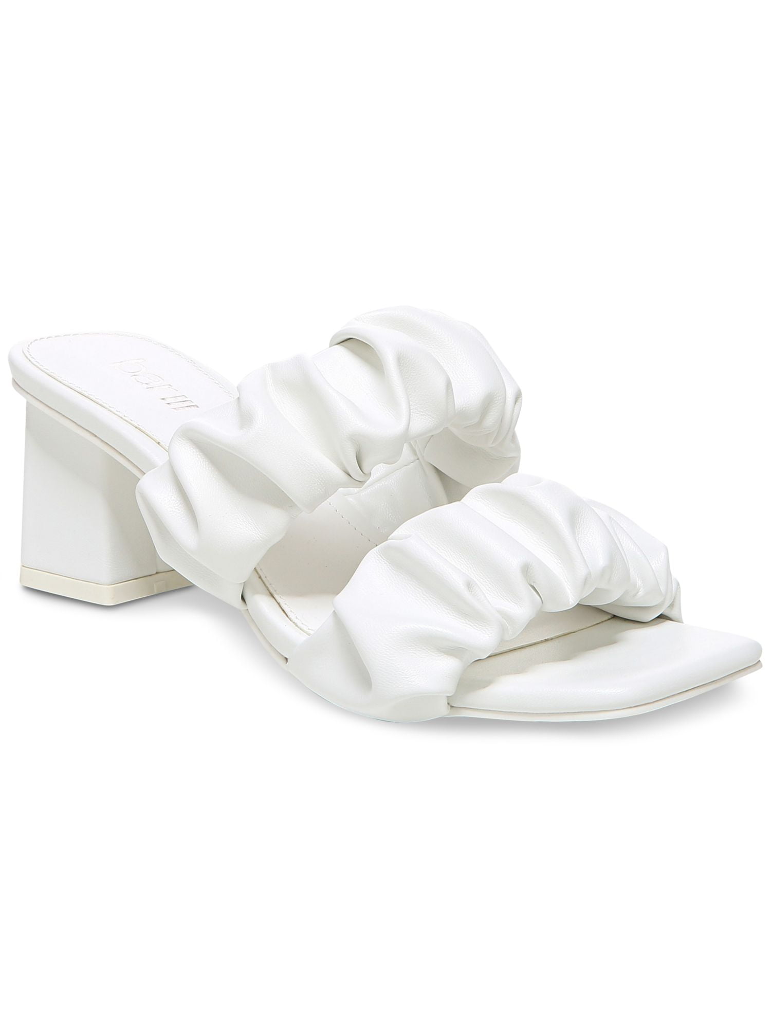 BAR III Womens White Ruched Straps Padded Careena Square Toe Block Heel ...