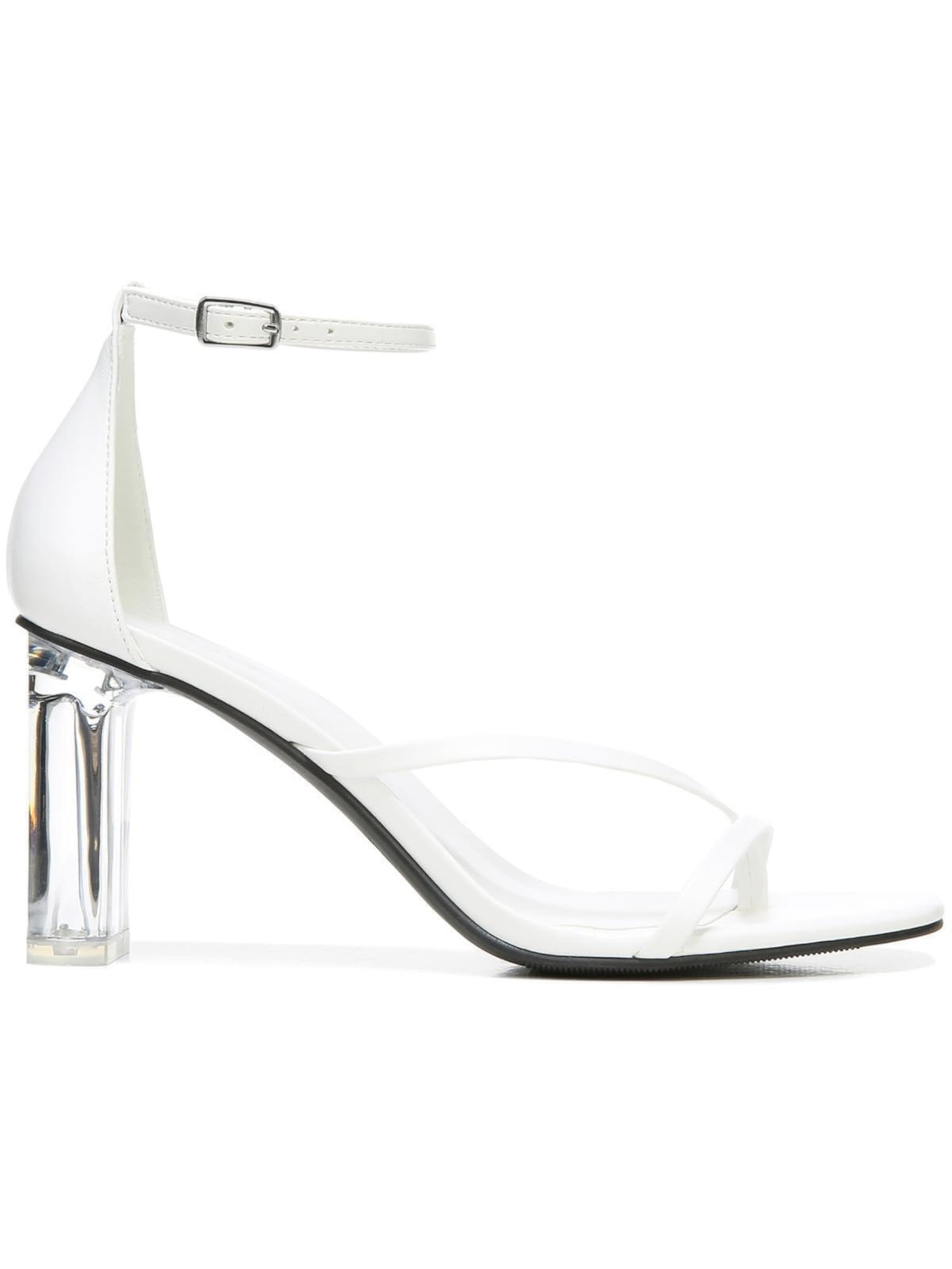 BAR III Womens White Transparent Heel Cushioned Asymmetrical Adjustable ...