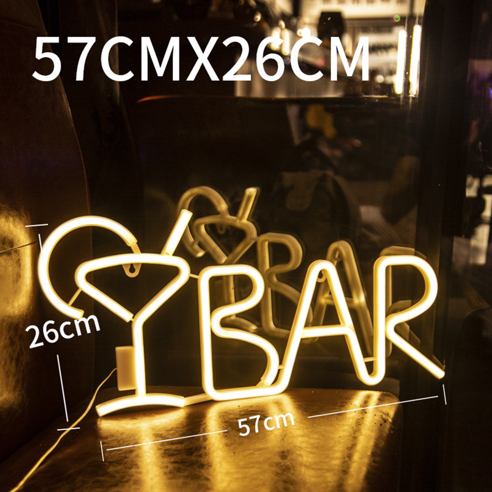 BAR Neon Sign Light LED Juice Letter Neon Lamp Tube Party Night Light Lamp Warm - Walmart.com