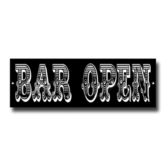 BAR OPEN METAL SIGN HOME BAR SIGN.MAN CAVE BAR SIGN.BLACK AND WHITE ...