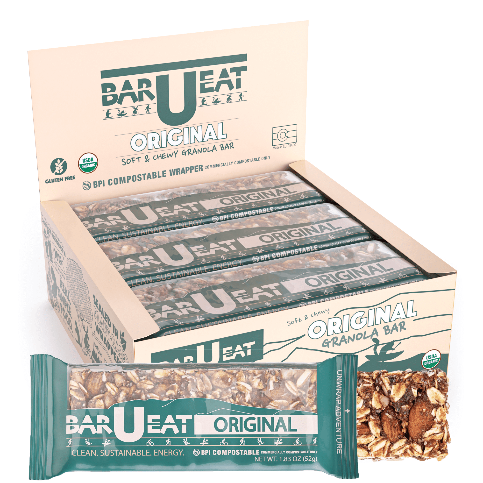 BAR-U-EAT Gluten-Free, Organic, Soft & Chewy Energy Bar. Whole Food ...